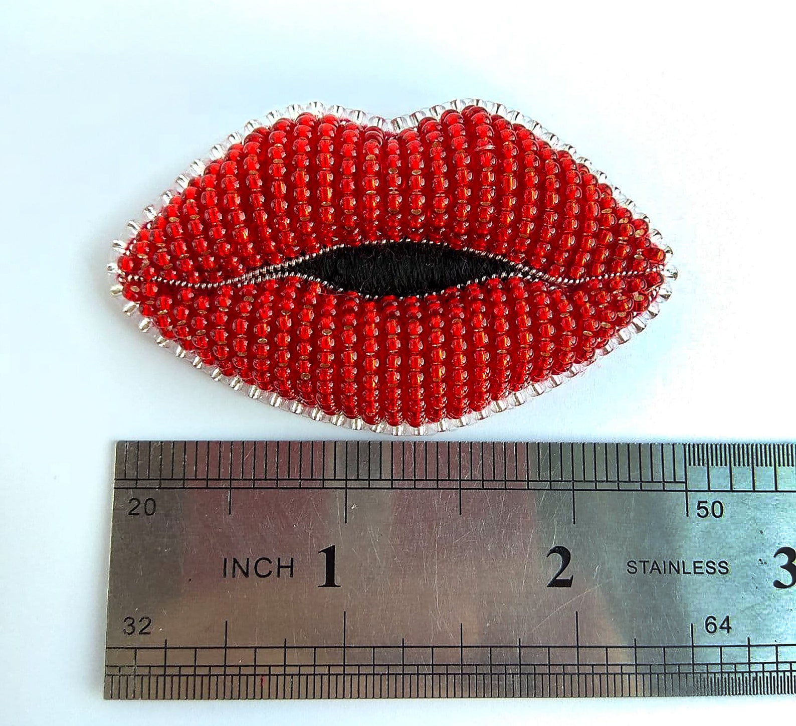 Brooch Lips Kiss Brooch Red Lips Pin Handmade Broach Etsy