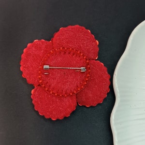 Elegant Poppy Blossom Beaded Brooch Pin, Handmade Poppy Flower ...