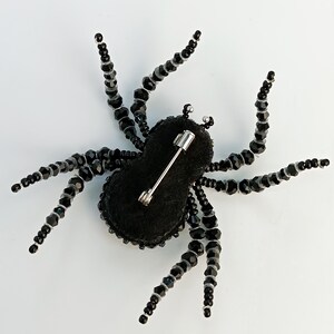 Embroidered Black Spider Brooch With Skull, Halloween Jewelry, Unique ...