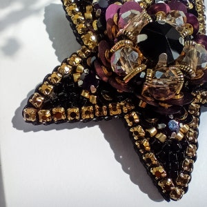 Handmade Star Brooch, Embroidered Celestial Brooch, Black Star Jewelry ...