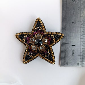 Handmade Star Brooch, Embroidered Celestial Brooch, Black Star Jewelry ...