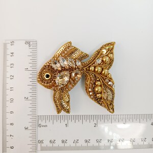 Hair Clip Gold Fish, Handmade Beaded Goldfish Clip, Embroidered Sea ...