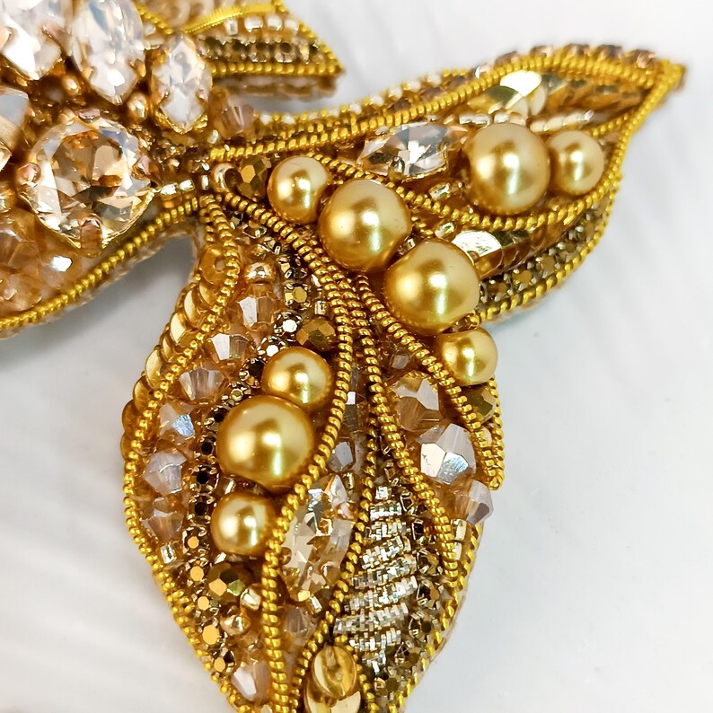 Hair Clip Gold Fish, Handmade Beaded Goldfish Clip, Embroidered Sea ...
