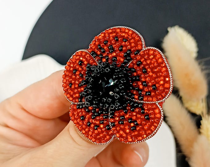 Indigenous Made Beaded Poppy - Etsy Canada