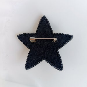 Handmade Star Brooch, Embroidered Celestial Brooch, Black Star Jewelry ...