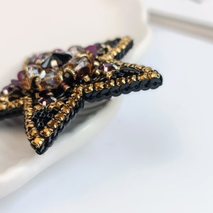 Handmade Star Brooch, Embroidered Celestial Brooch, Black Star Jewelry ...
