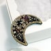 Embroidered Moon Brooch, Handmade Celestial Jewelry, Unique Beaded ...