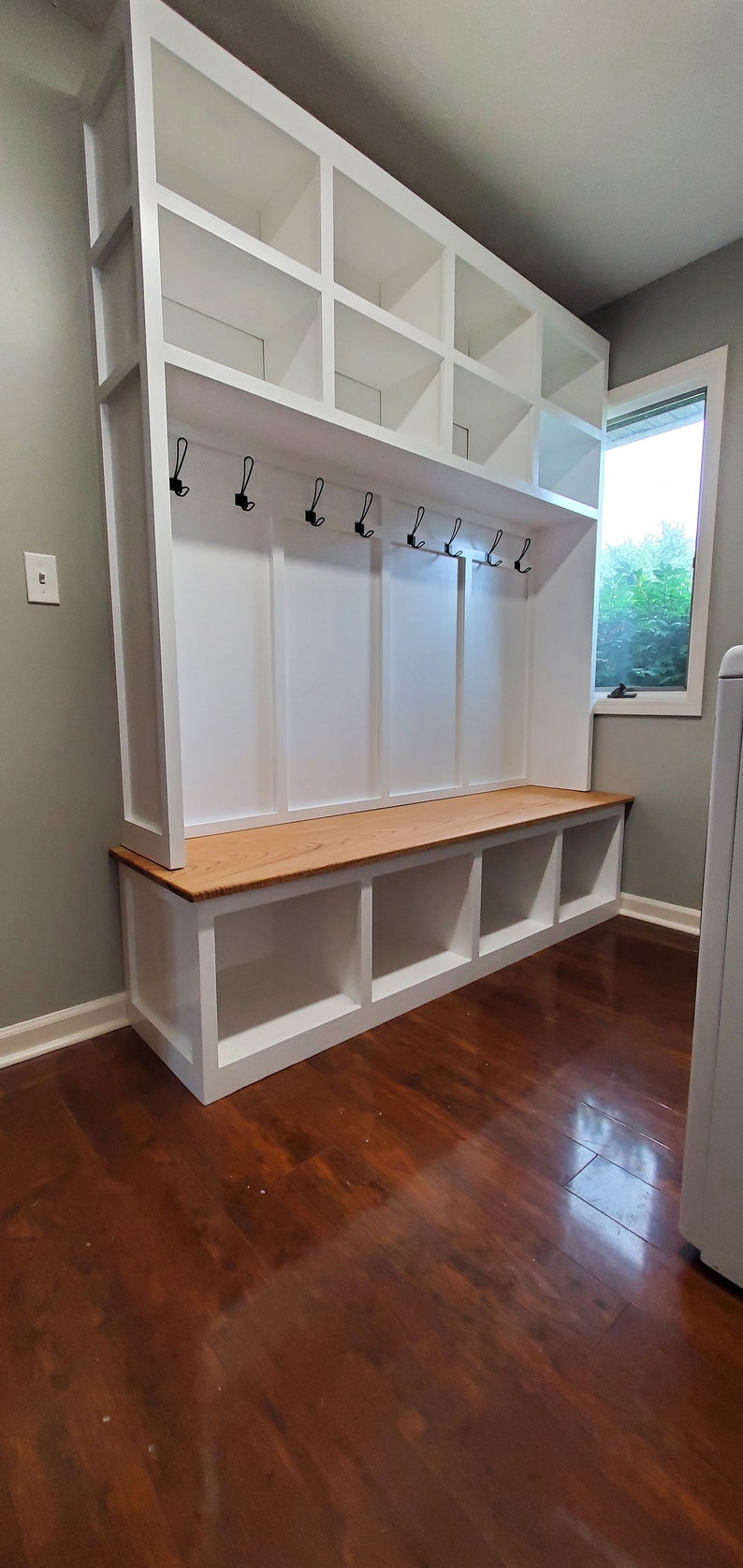 THE MARIE Hall Tree Bench Storage Mudroom Lockers Coat Rack Storage ...