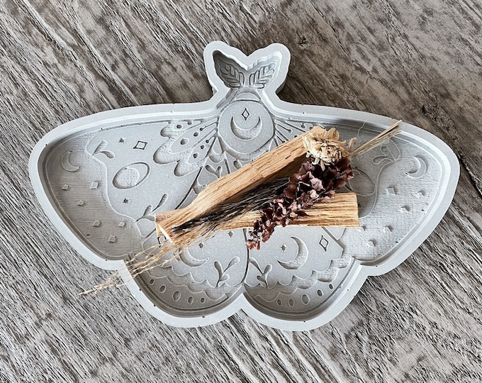 Cement Luna Moon Moth Smudge Dish for Palo Santo, Sage Stick, Incense ...