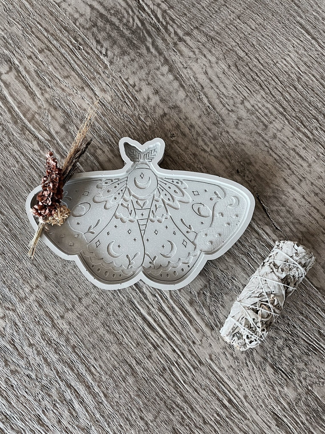 Cement Luna Moon Moth Smudge Dish for Palo Santo Sage Stick - Etsy