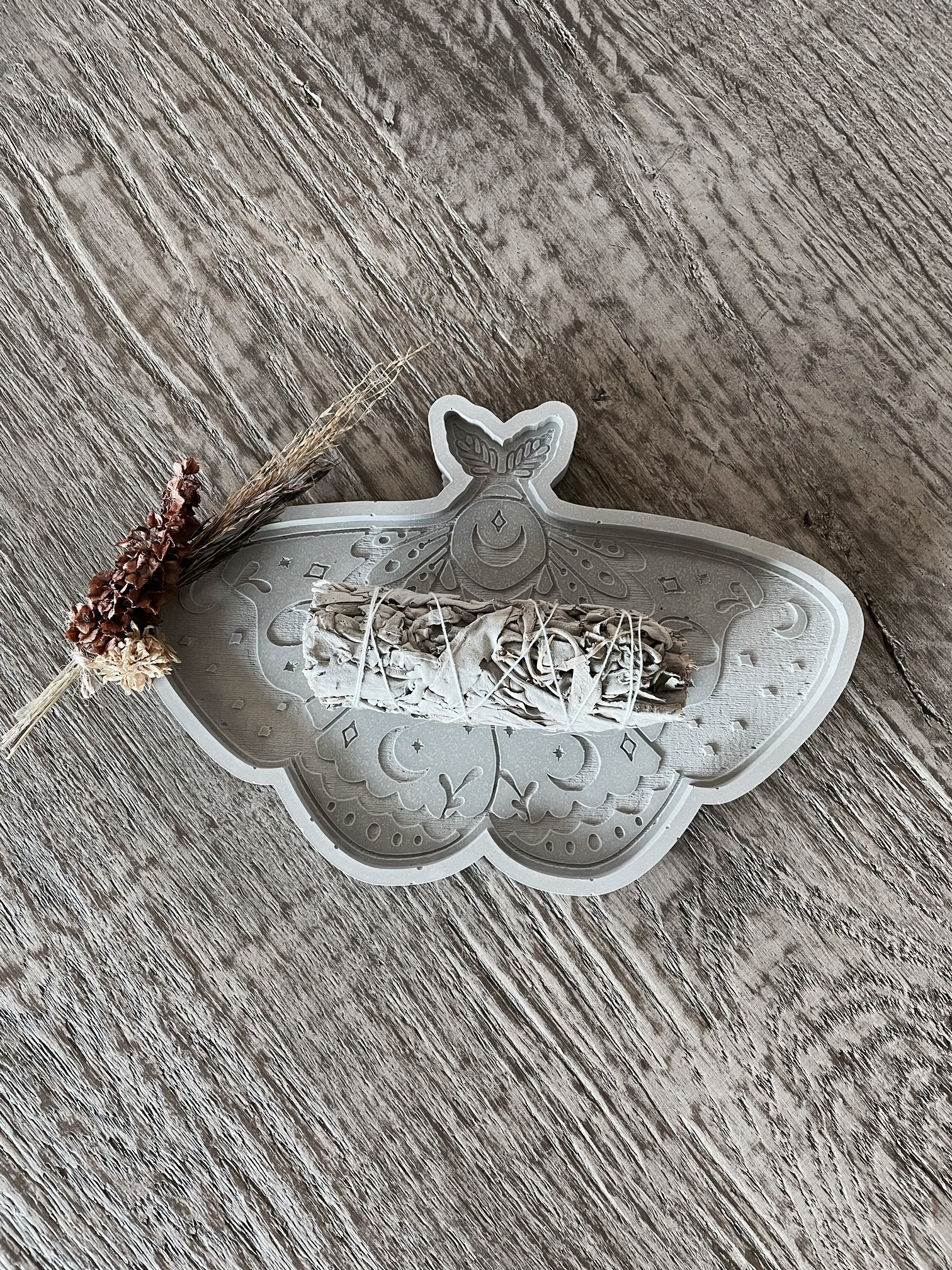 Cement Luna Moon Moth Smudge Dish for Palo Santo Sage Stick - Etsy