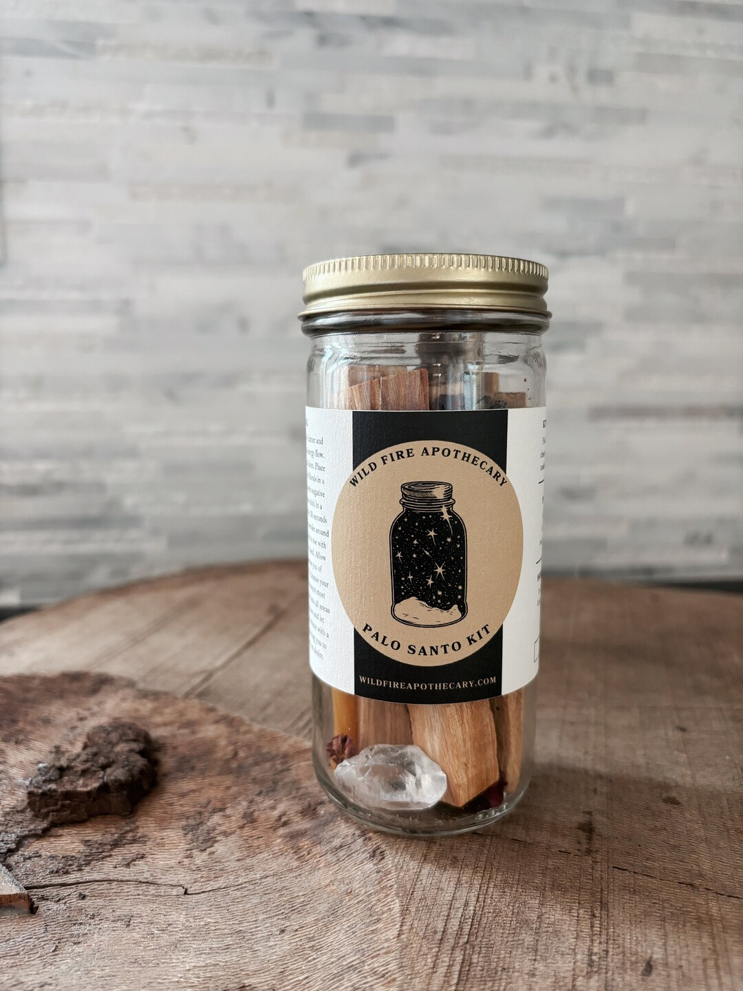 Palo Santo Kit in Glass Jar, Home Cleansing Bundle With Quartz Crystal ...