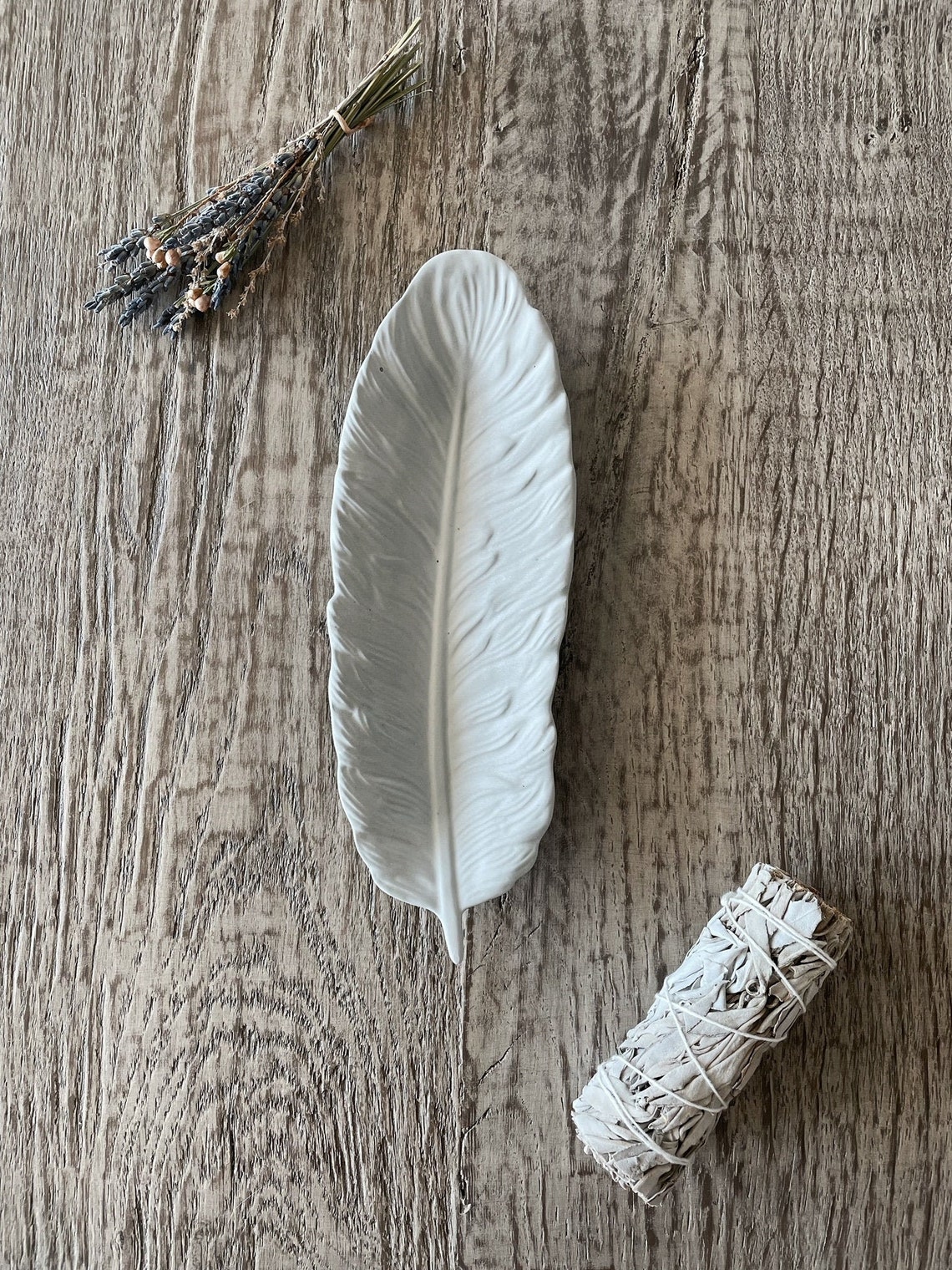 Cement Feather Smudge Dish for Palo Santo Sage Stick Incense | Etsy