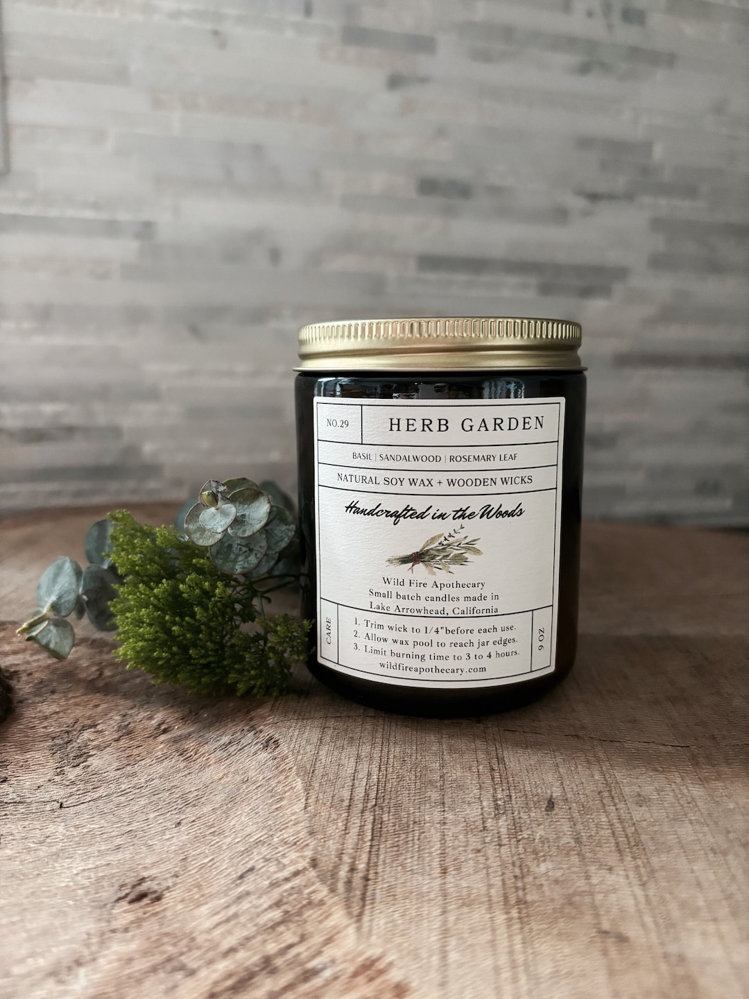 HERB GARDEN Soy Wax Candle, Luxury Home Scent With Basil, Rosemary and ...
