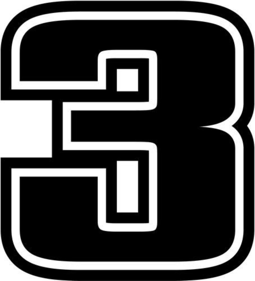 Racing Race Number 3 Three - Die Cut Vinyl Decal Sticker for Go Kart ...