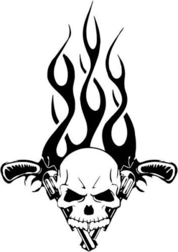 Flaming Skull Decals