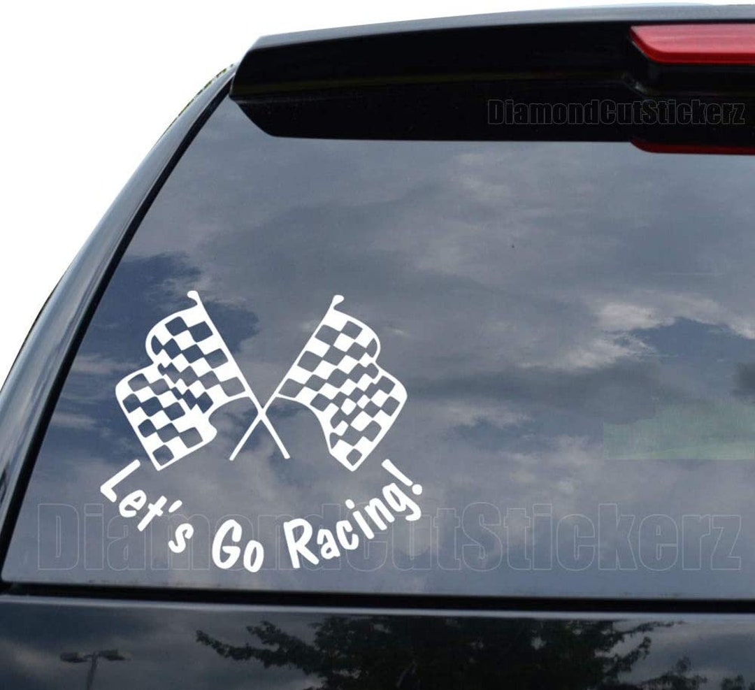 Let's GO Racing Checkered Flag Race CAR Decal Sticker Car Truck ...