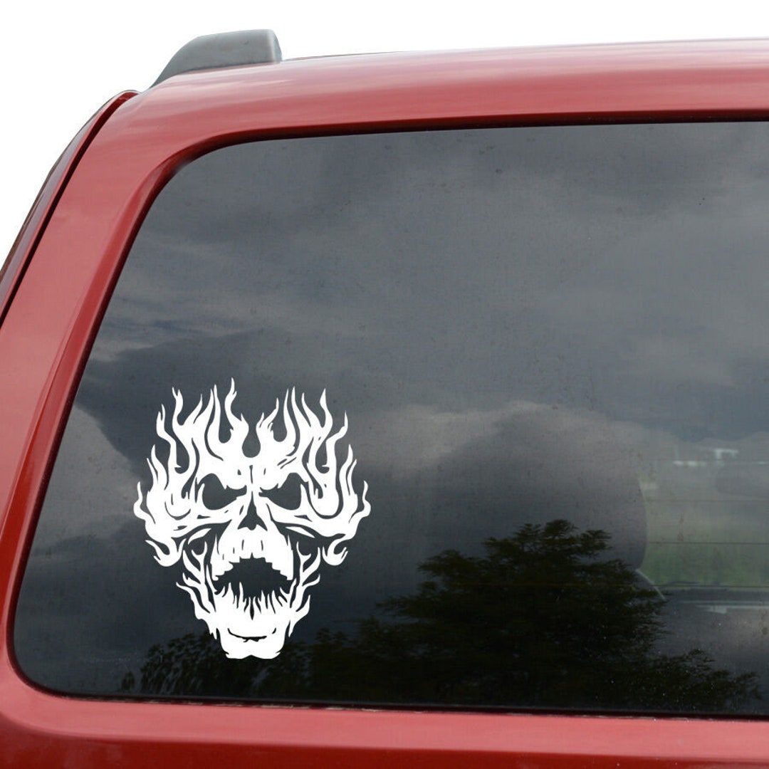 Flaming Skull Car Window Decor Vinyl Decal Sticker - Etsy