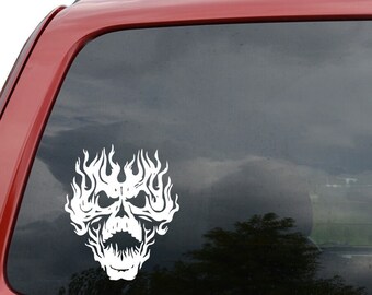 Flaming Skull Vinyl Decals | Etsy