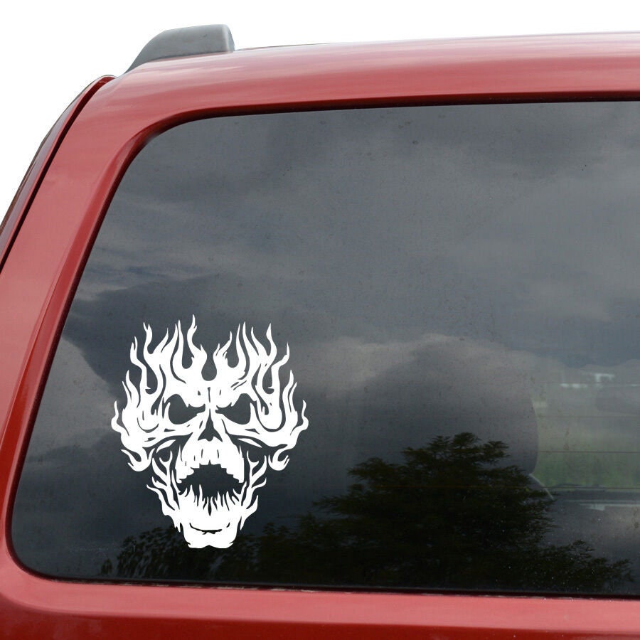 Flaming Skull Car Window Decor Vinyl Decal Sticker - Etsy