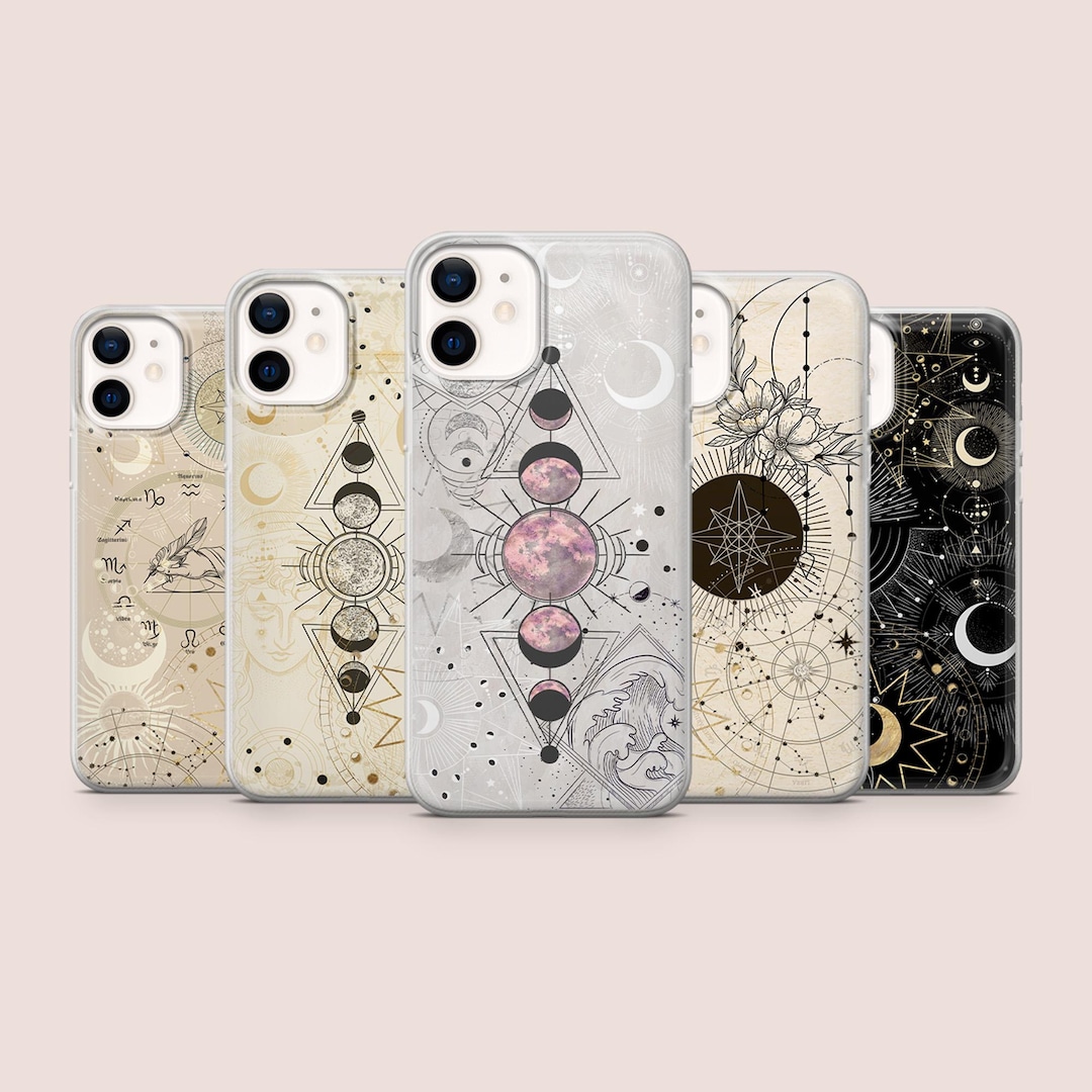Moon Celestial Phone Case for iPhone 16E, 15, 14, 13, 12 Samsung S25 ...
