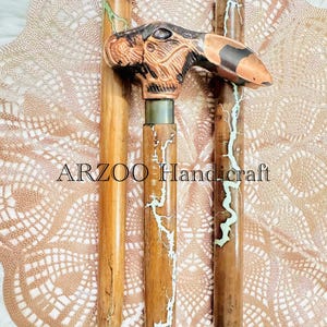 Antique Finish Brass Rabbit Handle Walking Cane, Stylish Wooden Carved ...