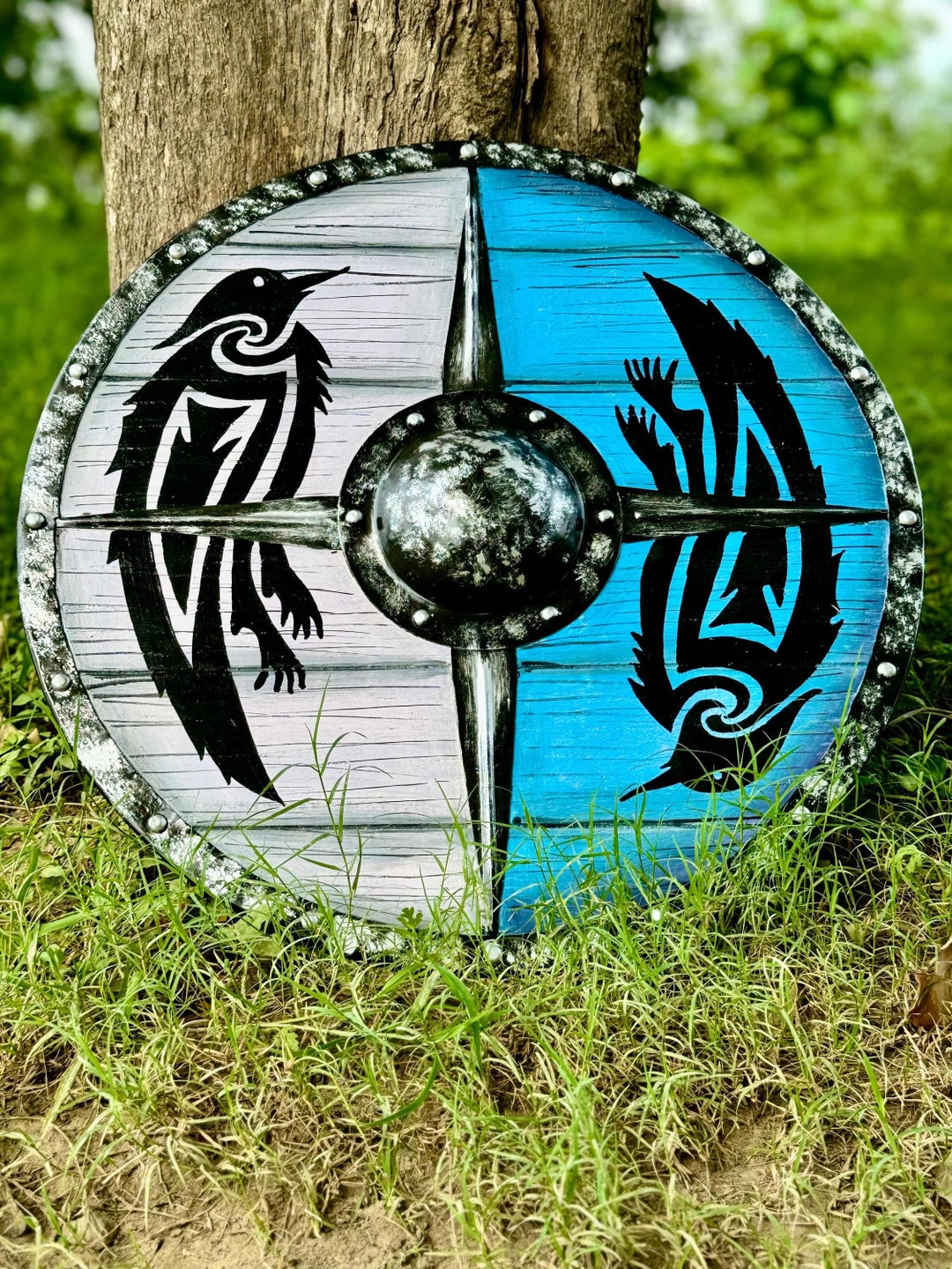 Medieval Viking Shield | Valhalla Inspired Raven Viking Shield | Battle ...