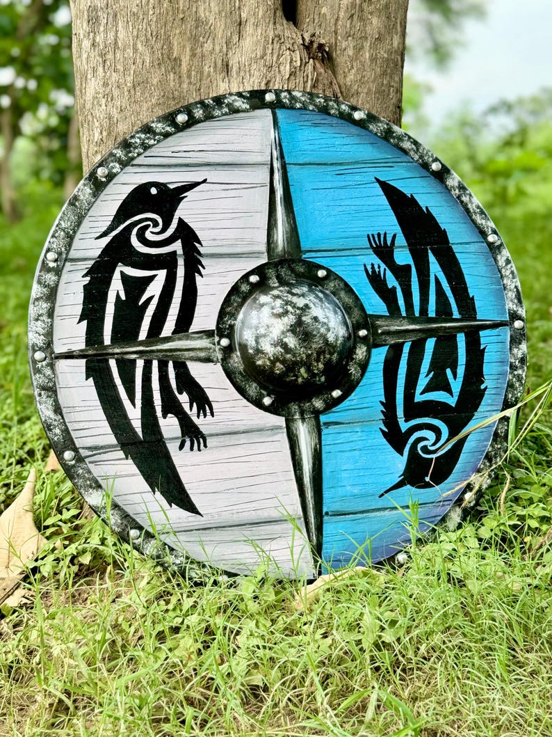 Medieval Viking Shield | Valhalla Inspired Raven Viking Shield | Battle ...