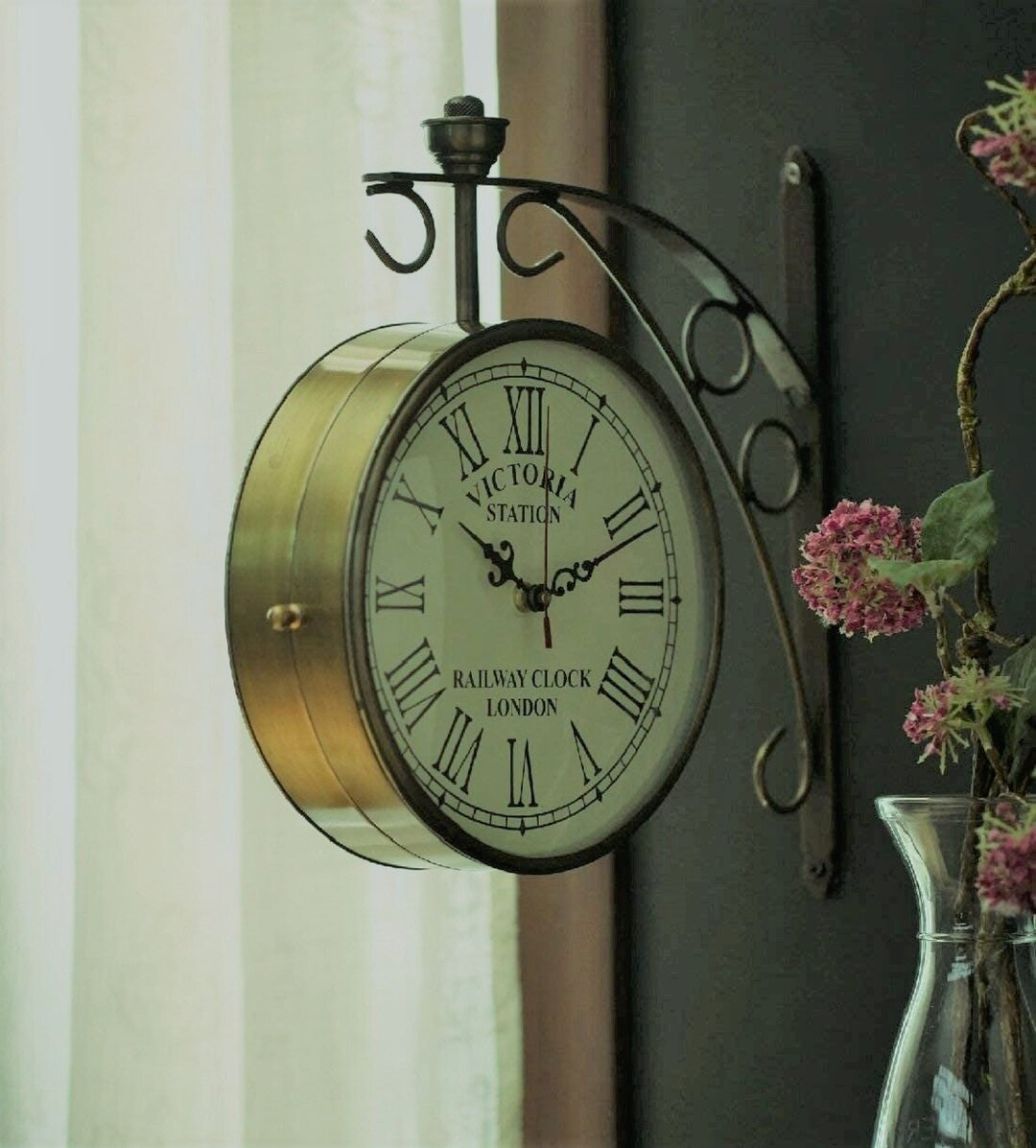 Wall Clock Victorian Station Wall Clock, Brass Antique Finish Vintage ...