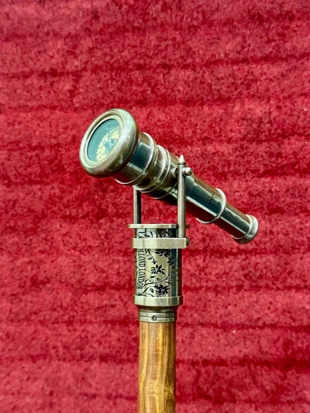 Brass Telescope Walking Stick: Compass & Clock, 1920 Dollond London Victoria Hiking Cane - Etsy UK