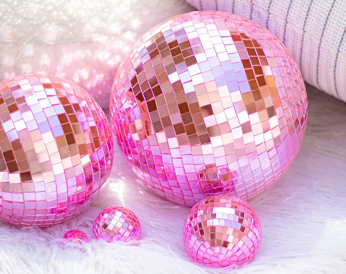 Pink Mirror Disco Ball for Retro Disco Groovy Party Decor | Last Disco ...