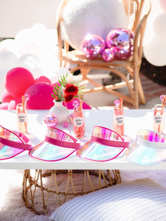 Iridescent Personalized Bride Visor Bachelorette Visors Bachelorette ...