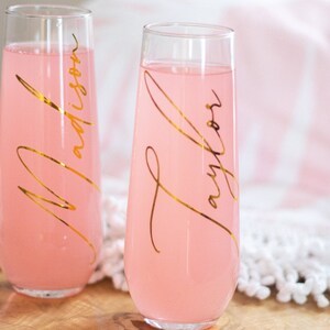 Glass Champagne Flutes Bachelorette Party Cups Wedding Party Gifts ...