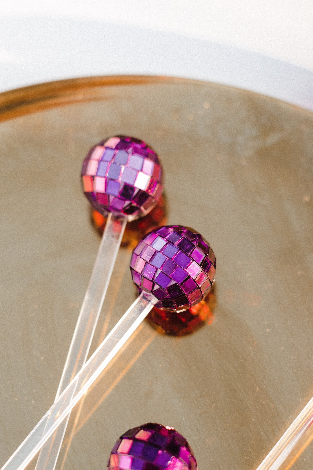 Purple Disco Ball Stir Stick 1pc | Stirrer Sticks | Purple Mirror ...