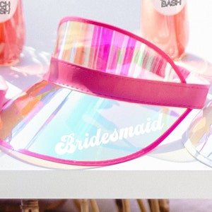 Vintage Retro Iridescent Personalized Bride Visor Bachelorette Visors ...