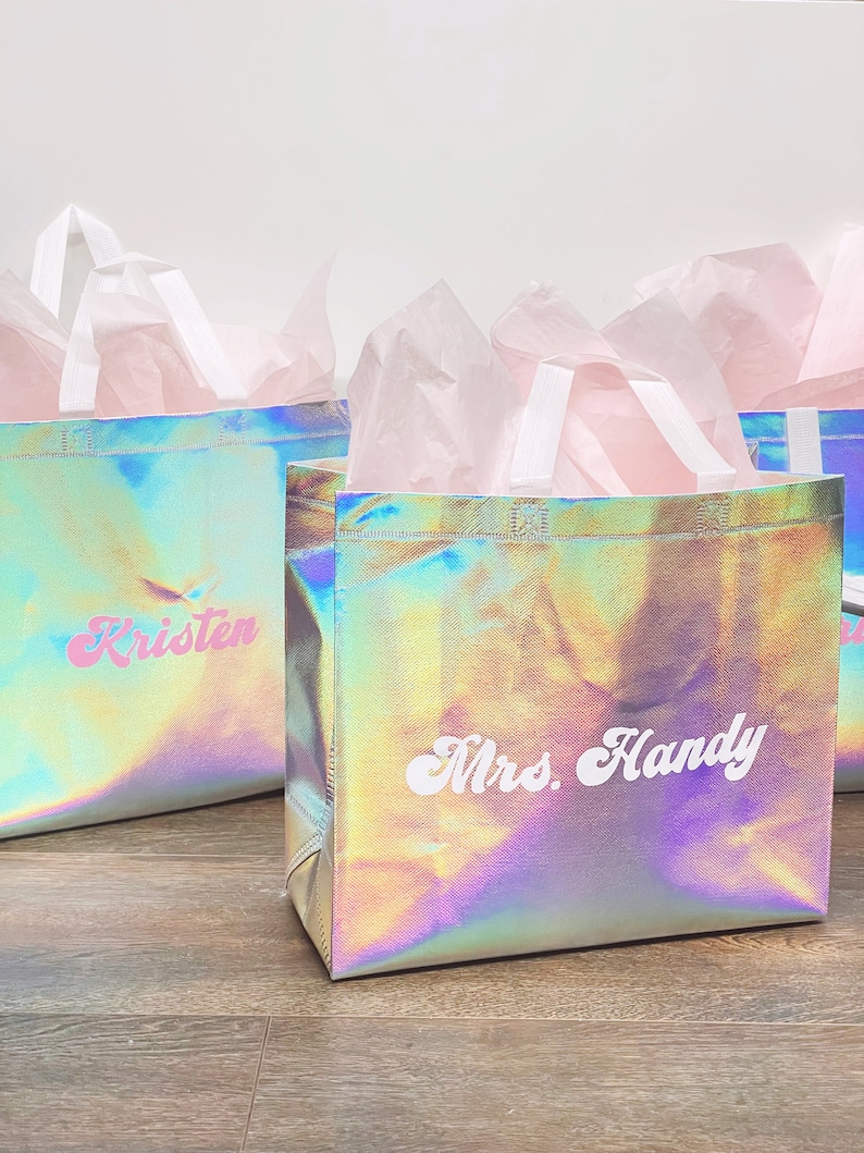 Retro Holographic Gift Bag Tote Bag Welcome Bachelorette Party - Etsy