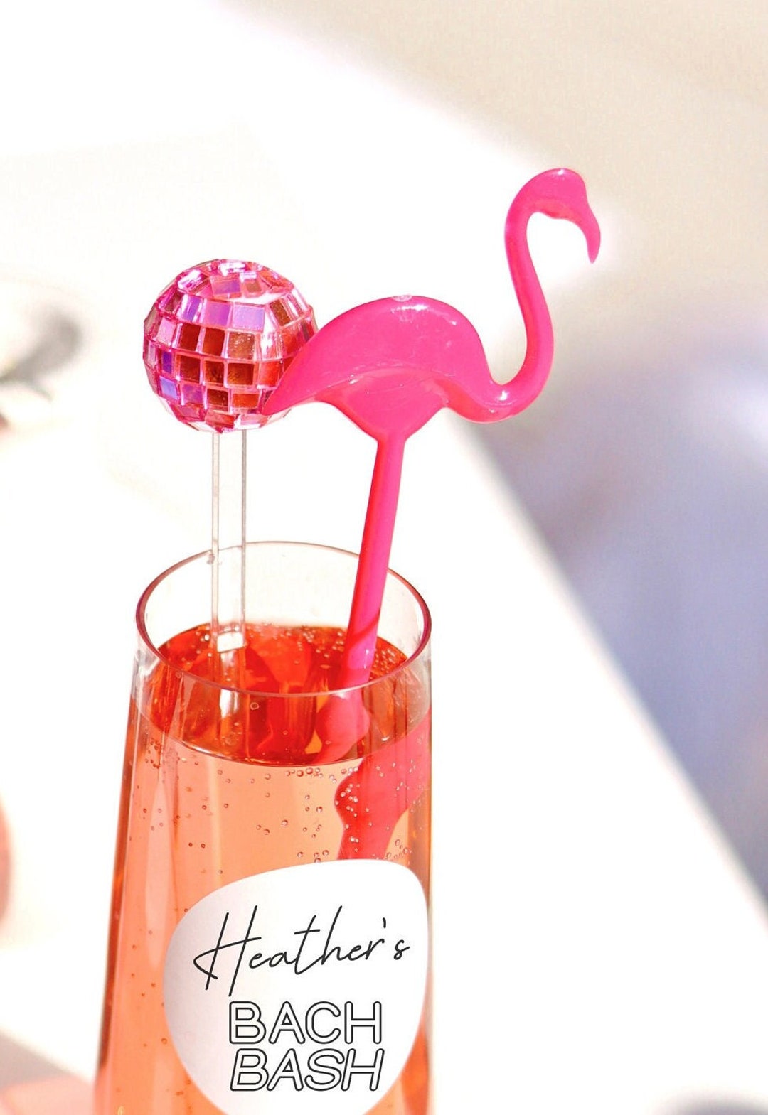 Set of 6 Pink Flamingo Cocktail Stirrer Stir Sticks | Pink Stir Sticks ...