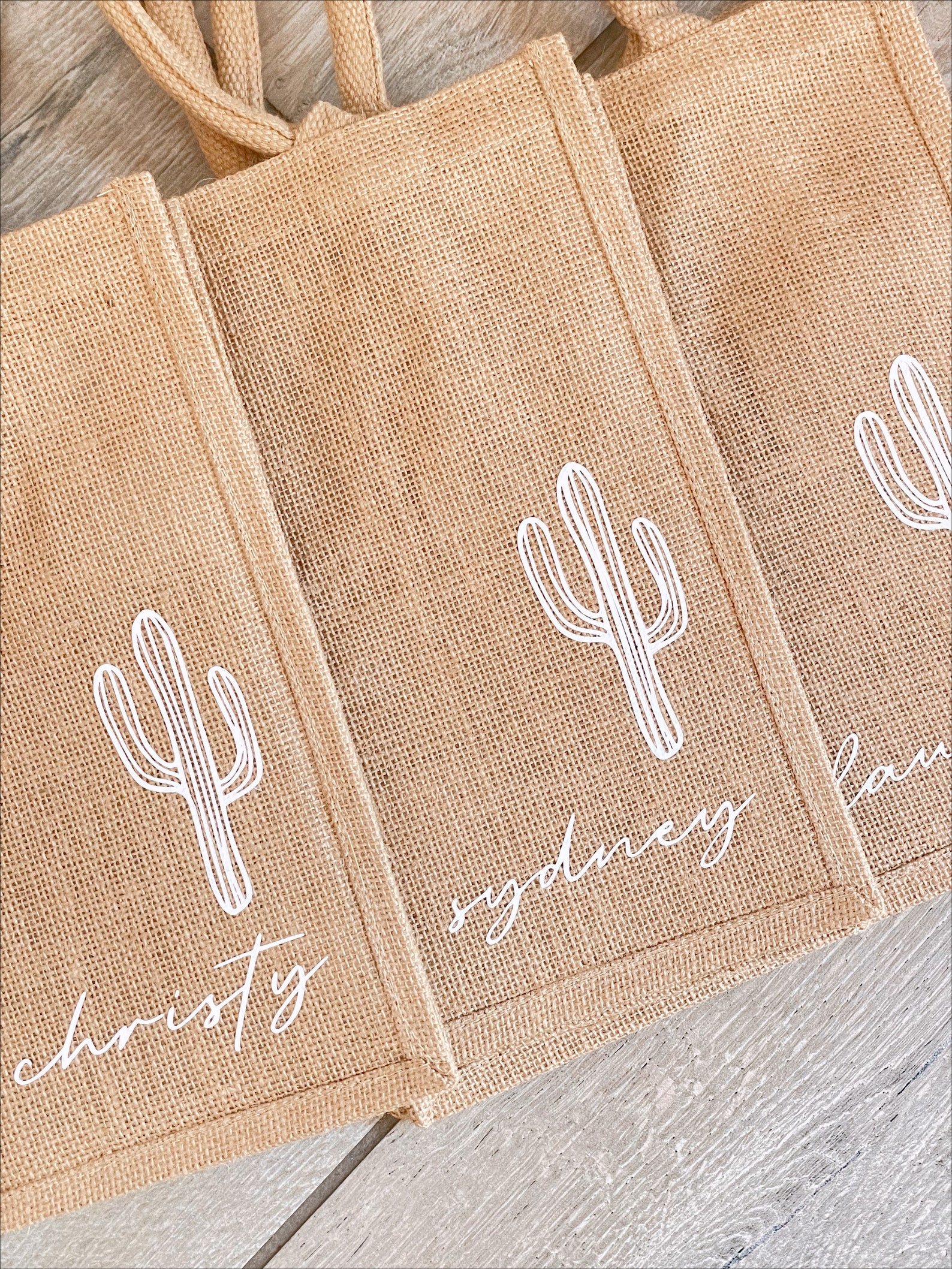 Minimalist Cactus Beach Bag Personalized Burlap Bags Beach Tote Bags ...