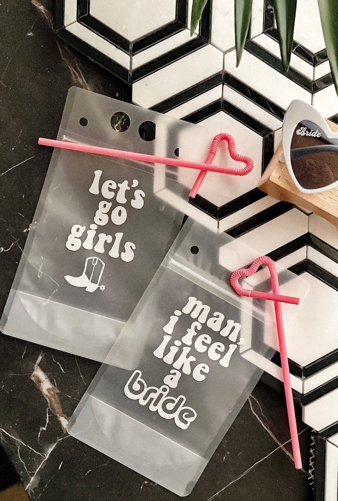 Bachelorette Party Drink Pouches W/ Straw - Like A Bride & Lets Go ...