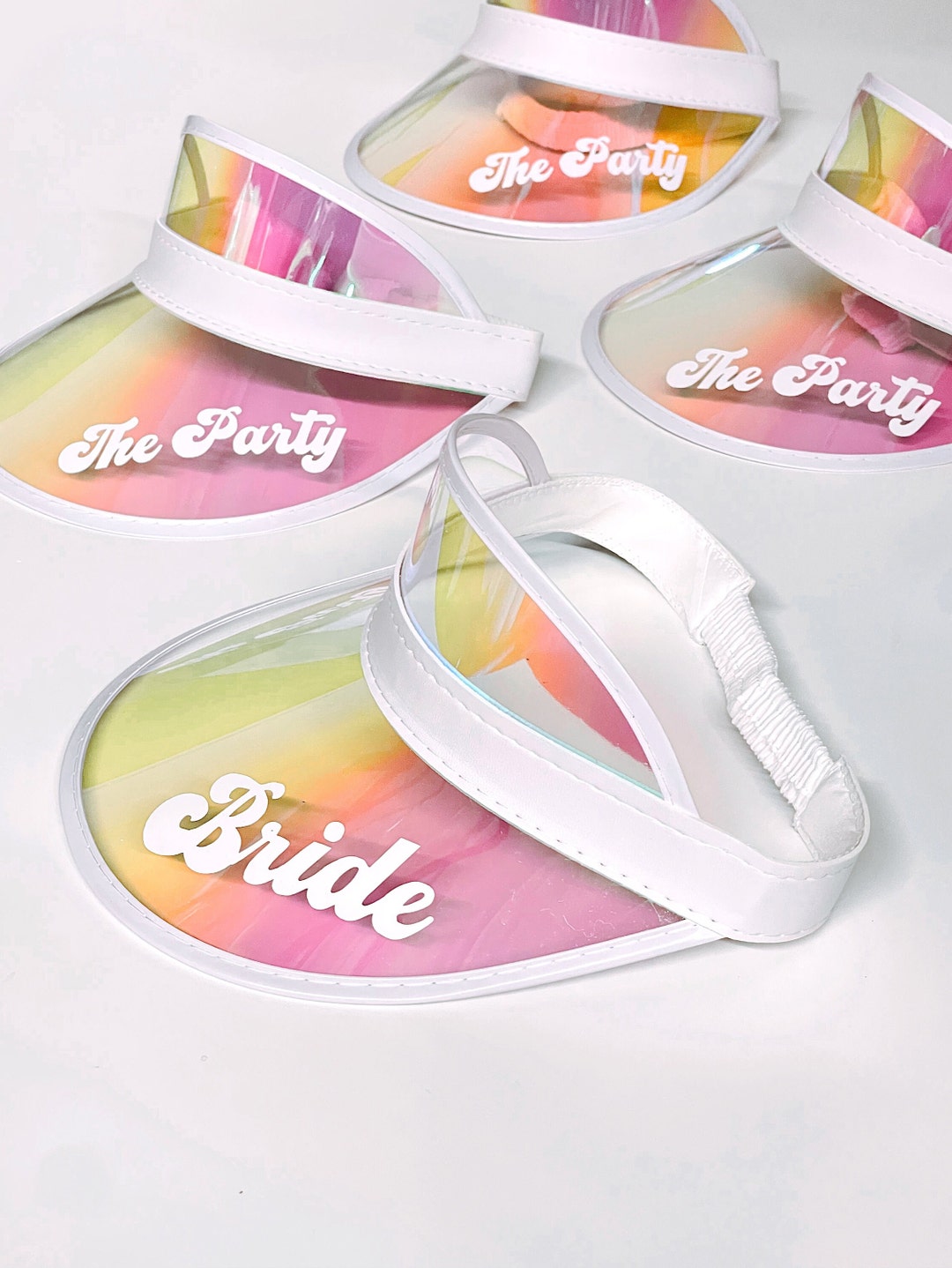 Vintage Retro Iridescent Personalized Bride Visor Bachelorette Visors ...