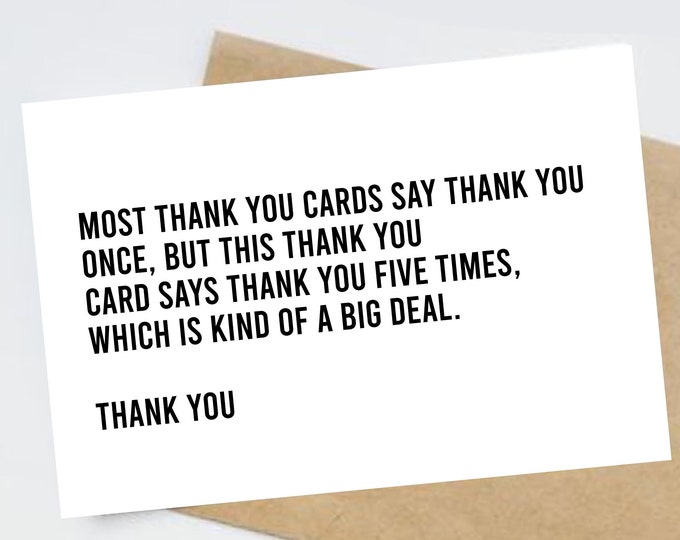Funny Thank You Card Funny Thank You Note Funny Thank You Gift Thank ...