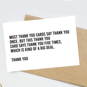 Funny Thank You Card, Thank You Notes, Funny Thank You Cards, Thanks ...