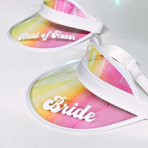 Vintage Retro Iridescent Personalized Bride Visor Bachelorette Visors ...