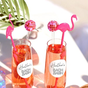 Set of 6 Pink Flamingo Cocktail Stirrer Stir Sticks | Pink Stir Sticks ...