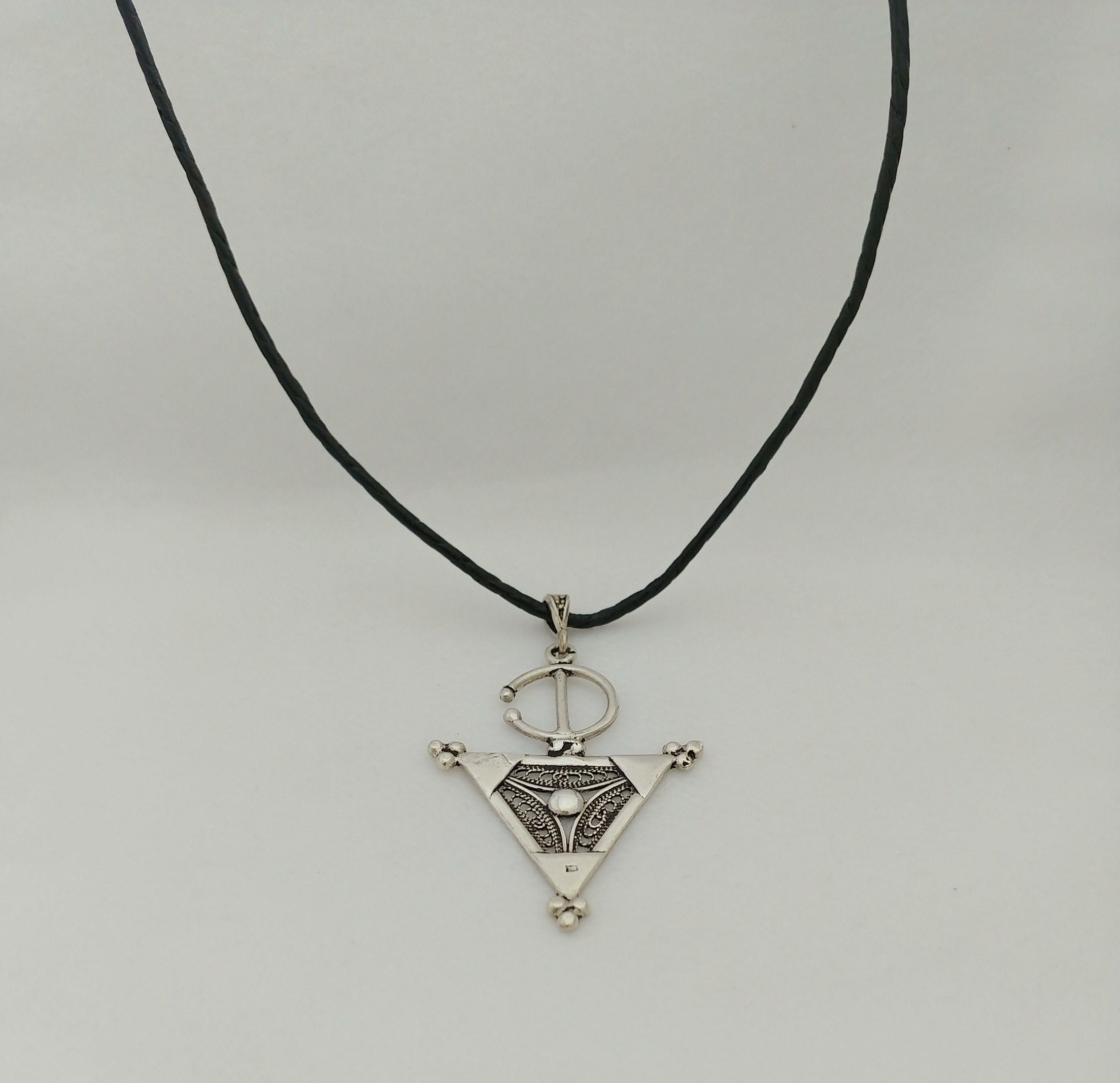 Berber Moroccan Silver Necklace, Vintage Pendant Fibula, Handmade ...