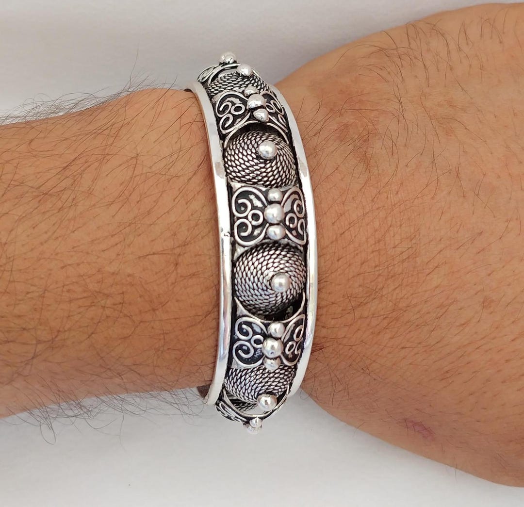 Moroccan Bracelet Silver Berber Bangle: Engraved Tribal Cuff Handmade ...