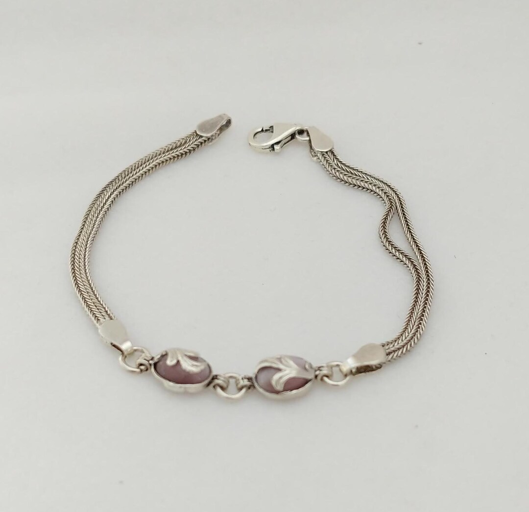 Byzantine Bracelet Sterling Silver 925 Rose Quartz Stone Elegant - Art ...