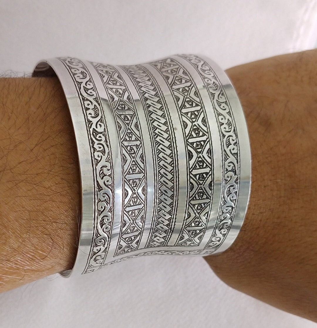 Tuareg Bracelet Moroccan Silver Cuff Bangle Large Handmade Tribal ...