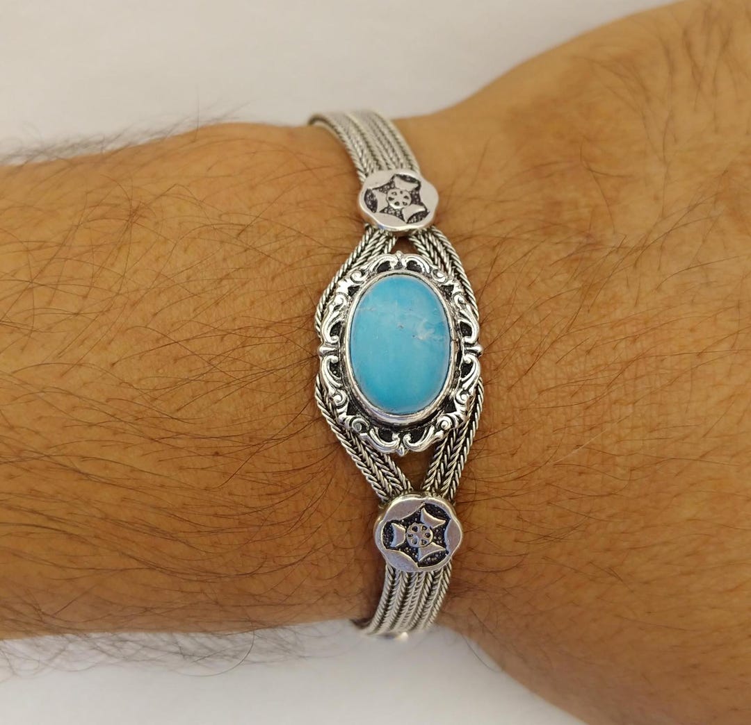 Byzantine Bracelet Sterling Silver 925 Turquoise Stone Elegant - Art ...