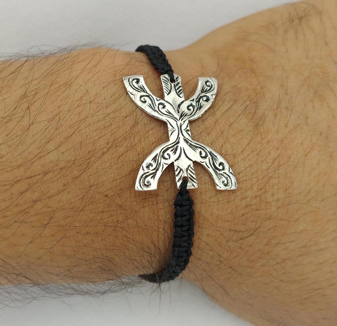 Berber Symbol Bracelet: Silver Moroccan Amazigh YAZ FREE MAN Tuareg ...